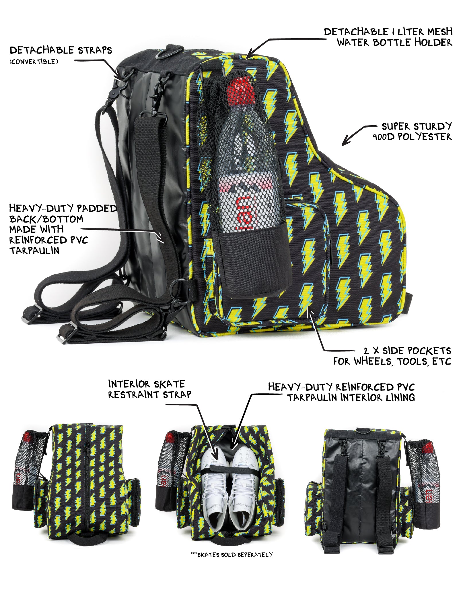 Roller Skate Backpack | Freewheelin' | Bowie Bolts – Fydelity