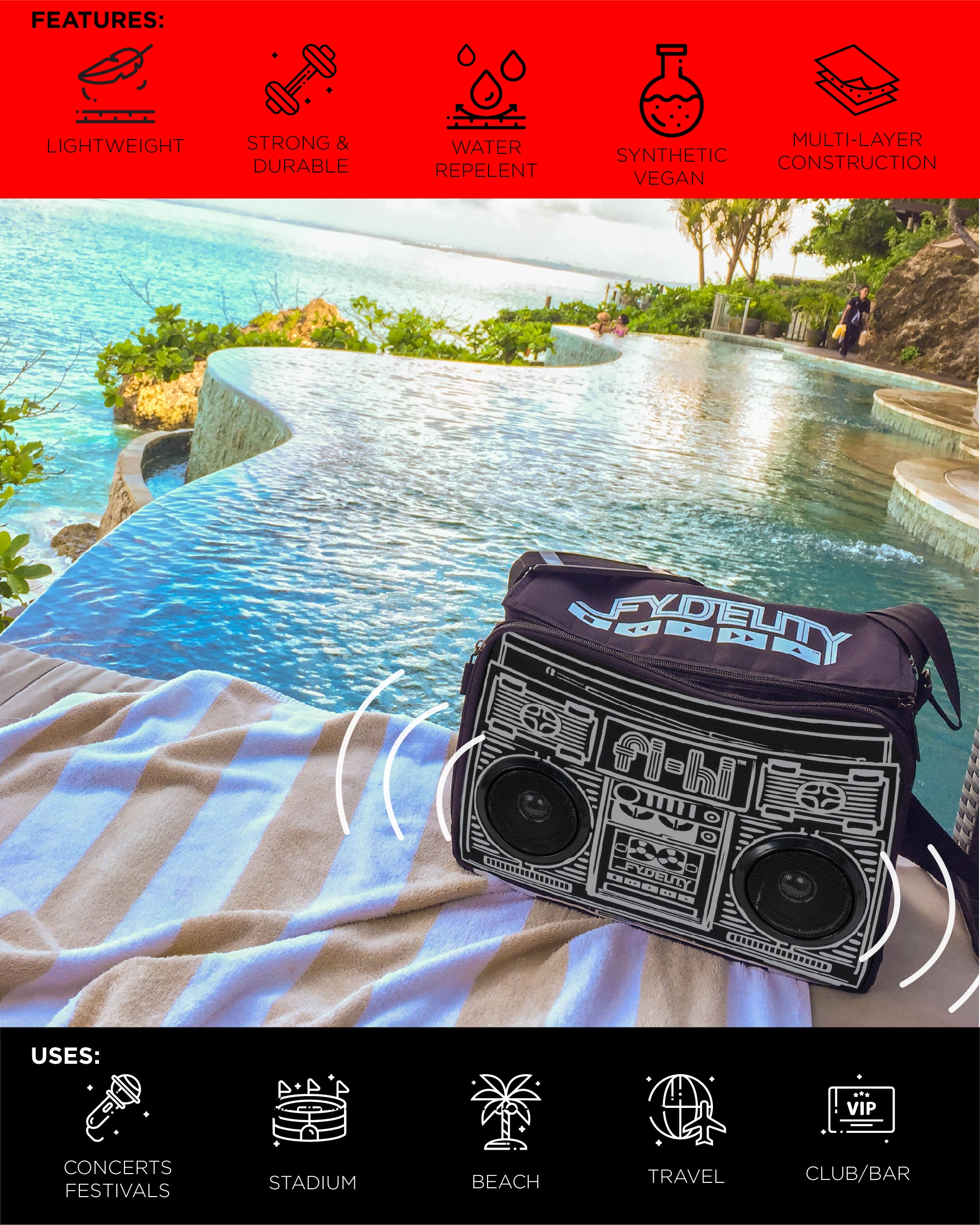 FI-HI Coolio Cooler: Le Boom Box BLACK – Fydelity